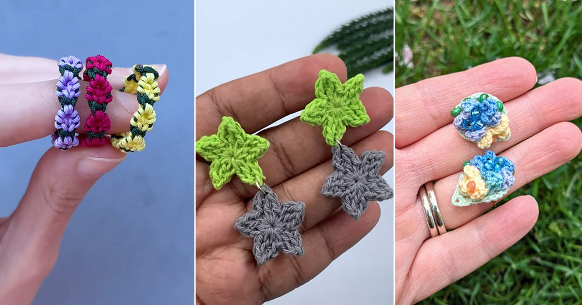 7 DIY Cluster Stud Crochet Earrings for Beginners ⋆ GreatThingsFirst