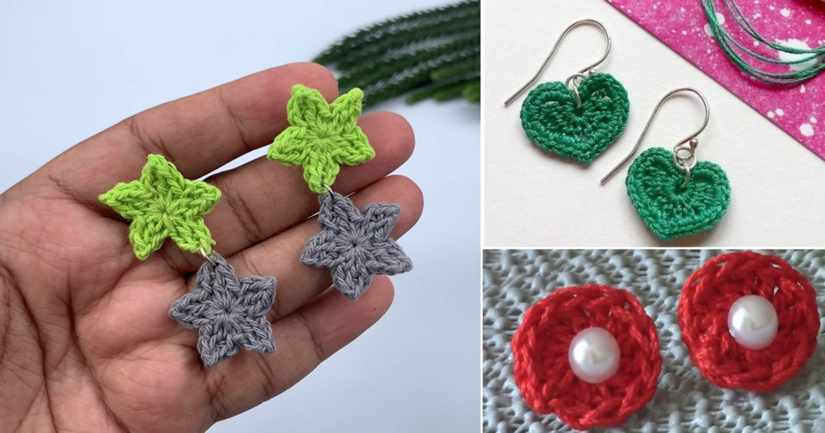 9 Crochet Stud Earrings You’ll Love Making ⋆ GreatThingsFirst