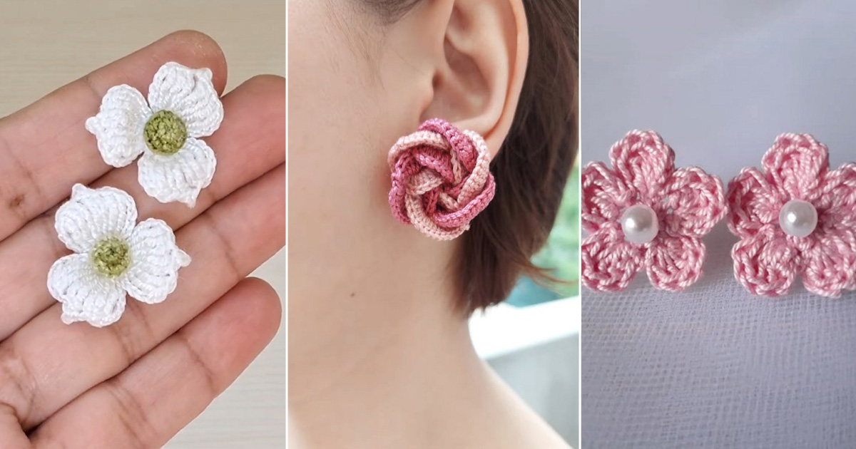Top 10 DIY Crochet Stud Earrings and Ideas ⋆ GreatThingsFirst