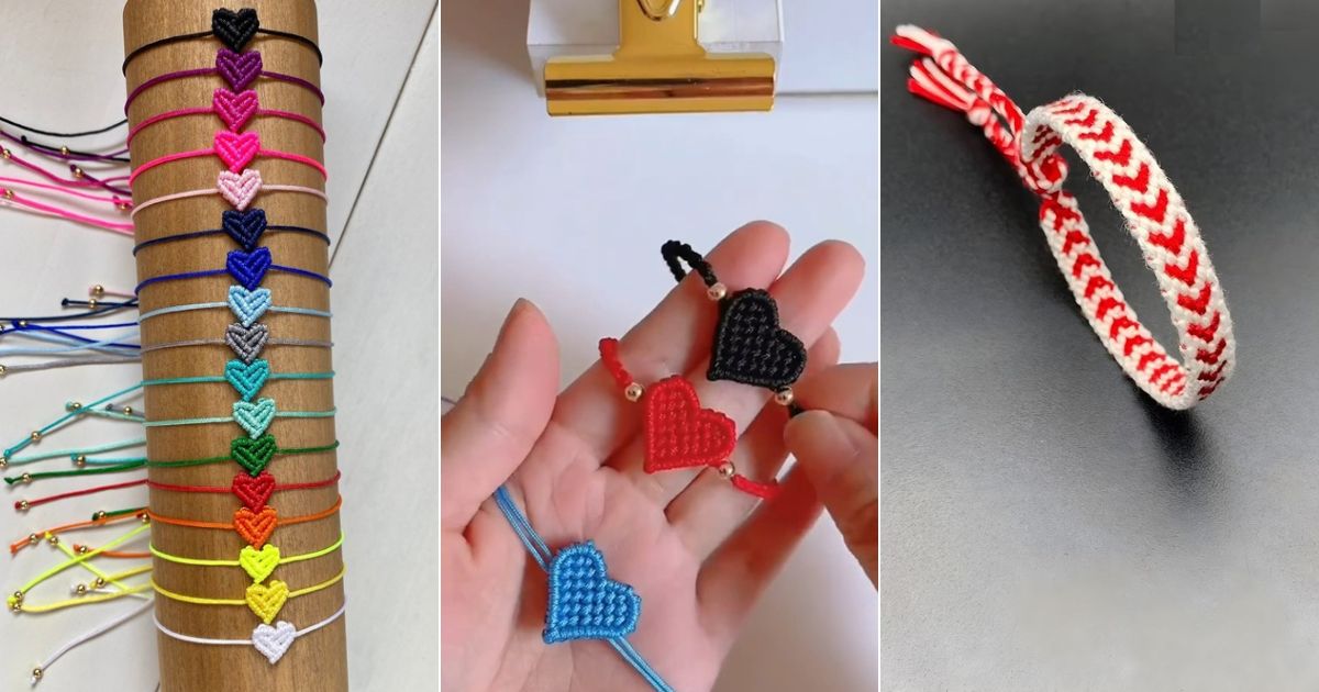 10 Handmade Macrame Heart Bracelet DIY Patterns ⋆ GreatThingsFirst