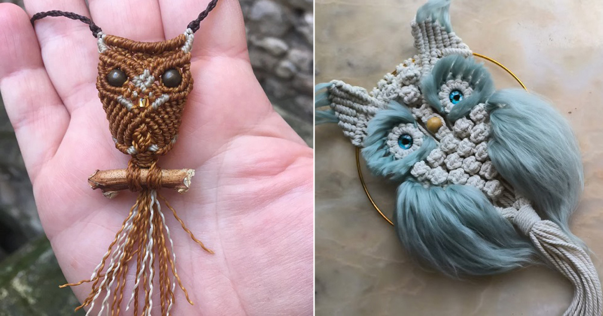 7 DIY Micro Macrame Owl Pendants and Designs ⋆ GreatThingsFirst