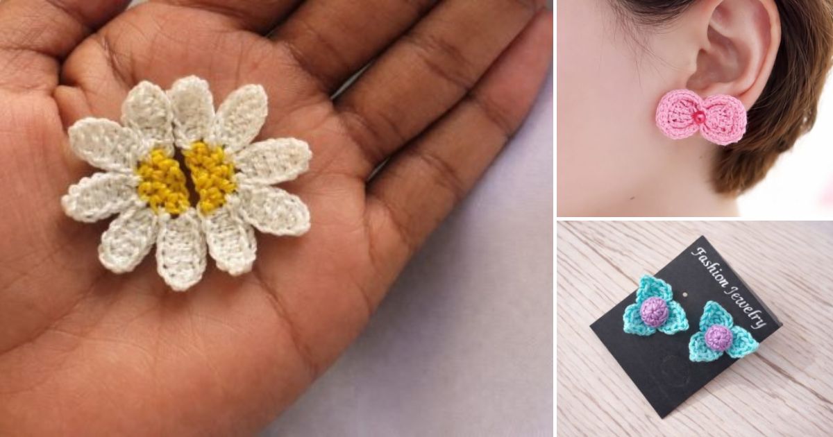 7 DIY Crochet Stud Earrings To Make in One Sitting ⋆ GreatThingsFirst
