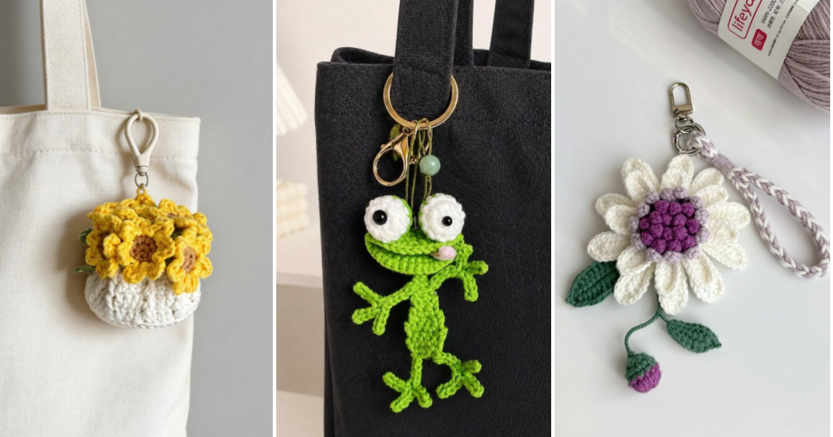 12 DIY Trendy Crochet Bag Charm Patterns ⋆ GreatThingsFirst