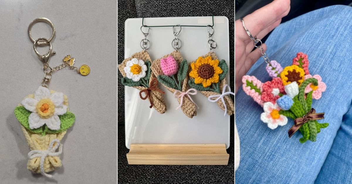 10 Crochet Flower Bouquet Bag Charms ⋆ GreatThingsFirst